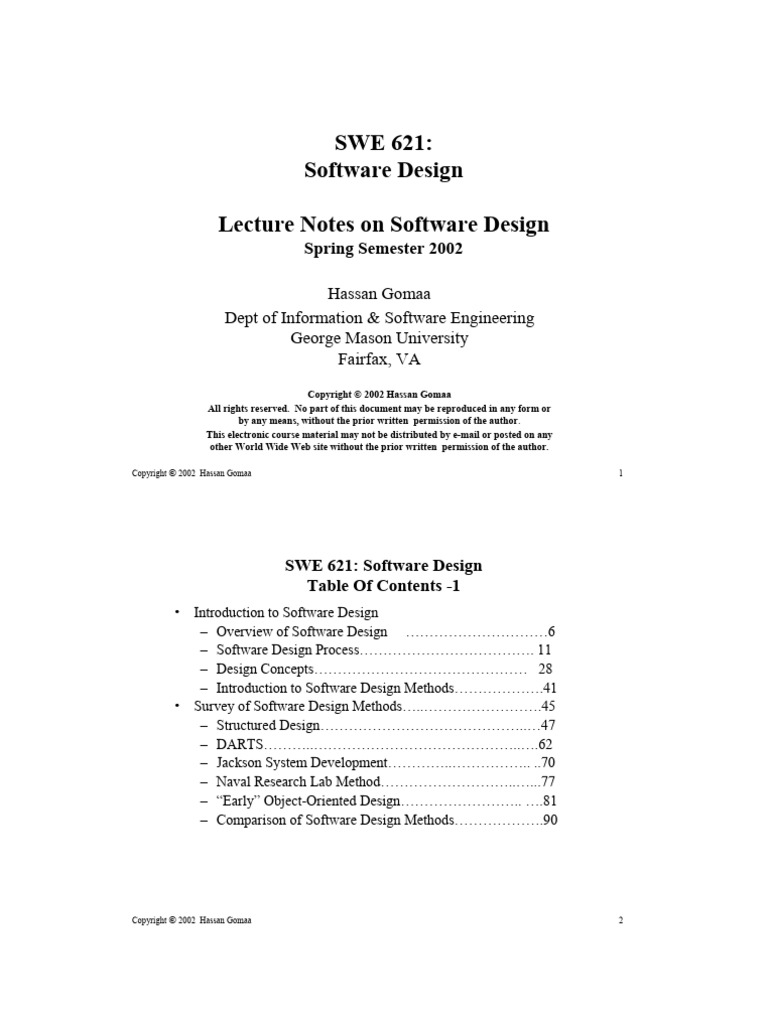 Hassan Gomaa Lecturenotes 1 Pdf Software Prototyping Class Computer Programming