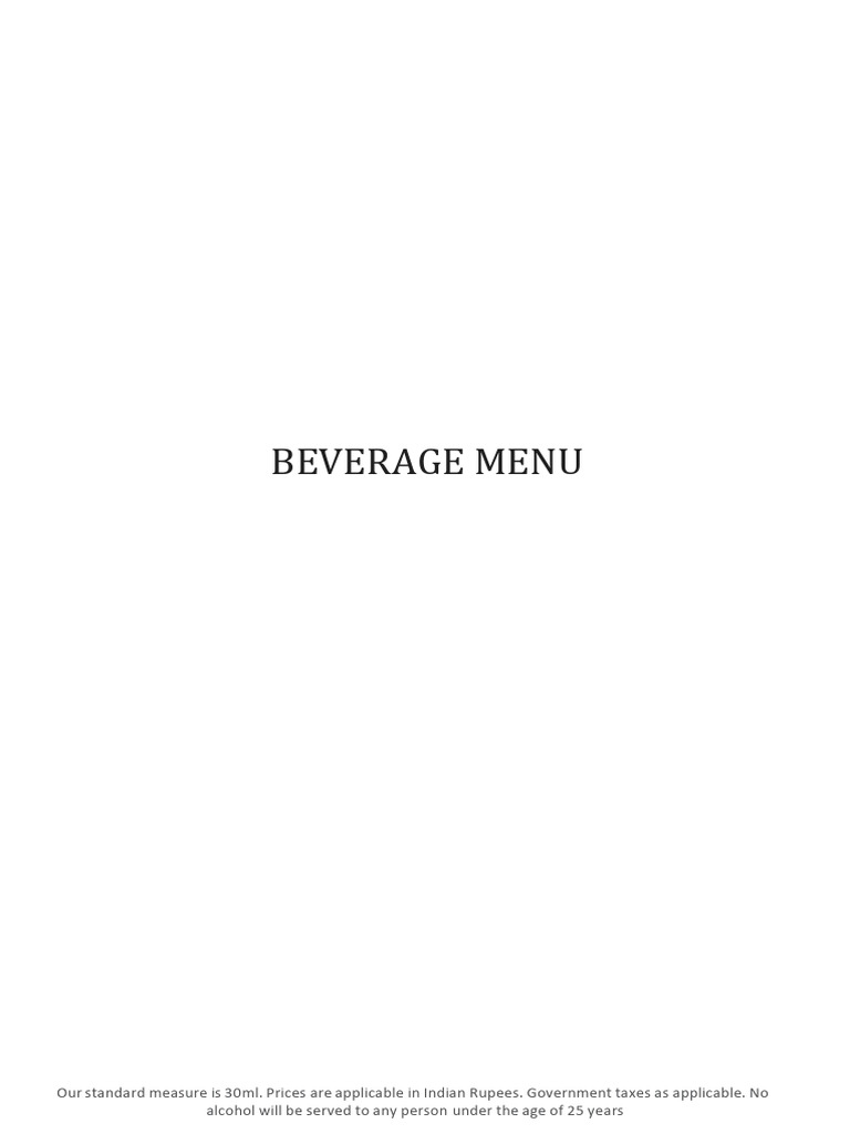 Beverage Menu PD | PDF | Drink | Gin