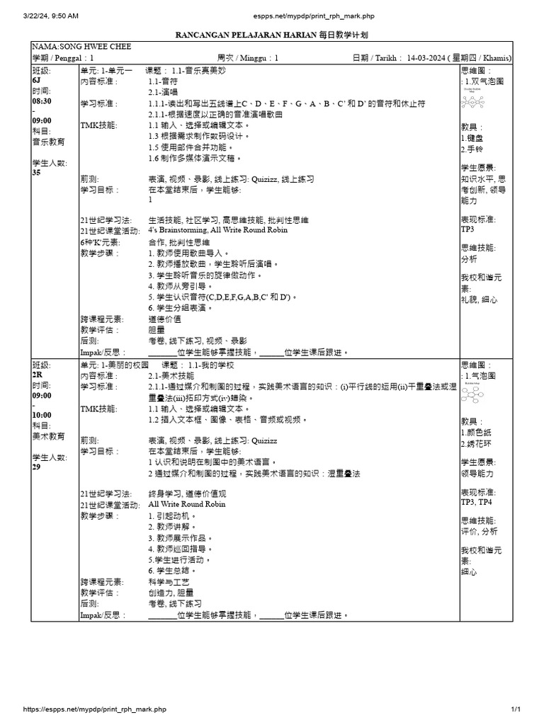 rph week 1 Khamis | PDF