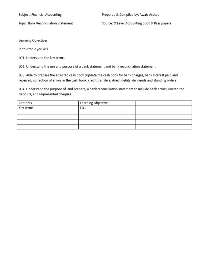 Bank Reconciliation Statement Guide | PDF