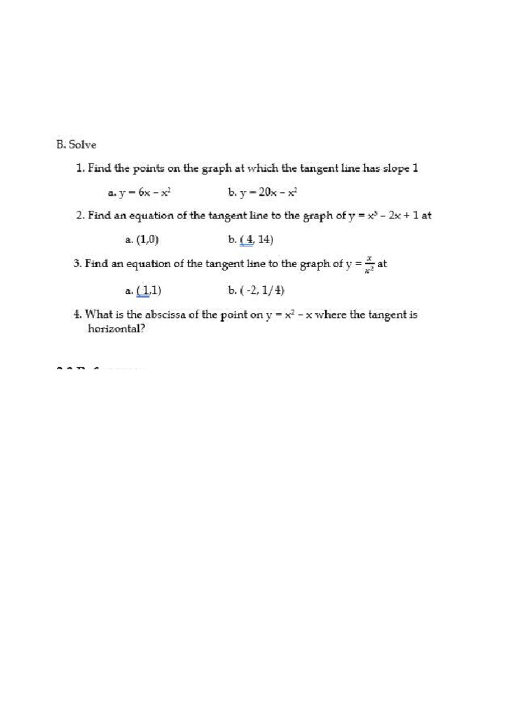 Slopes of Tangent Lines | PDF