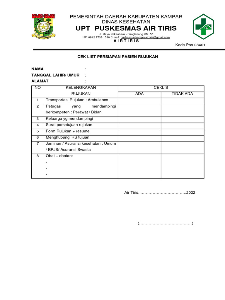 Ceklis dan Prosedur Rujukan Pasien | PDF