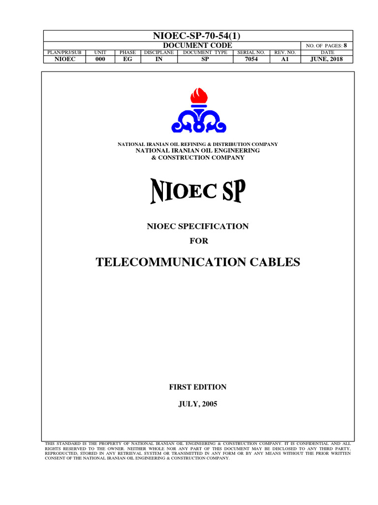 NIOEC SP 70 54 (1) 1 Instrument. | PDF | Electrical Wiring | Building ...