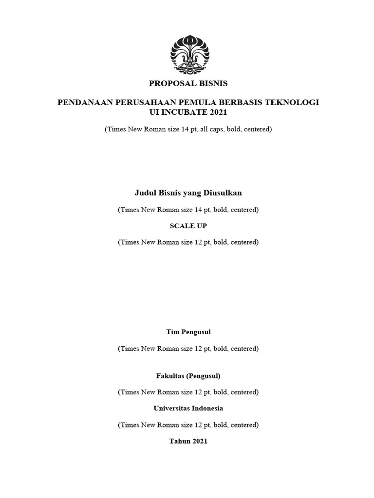 Template Proposal Scale Up UI Incubate 2021 | PDF | Seni