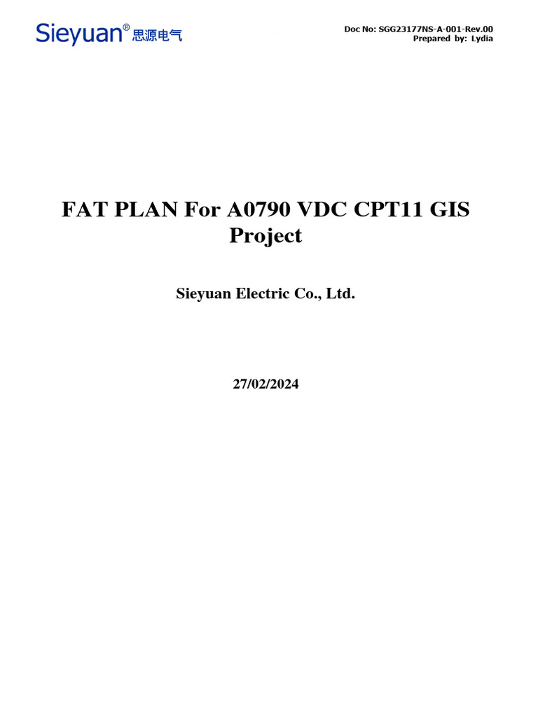 GIS FAT Test Plan115kV GIS - ITP - 001 | Download Free PDF | Electrical ...
