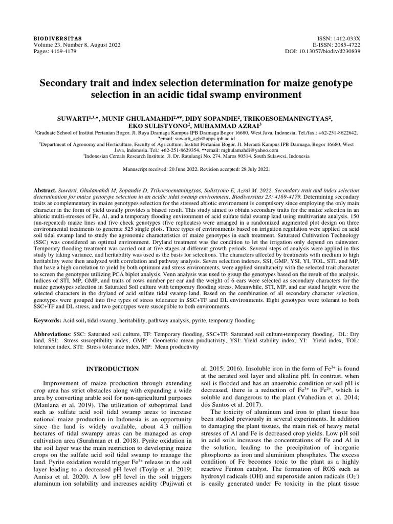 00 Suwarti Et Al Lengkap Secondary Trait And Index Selection