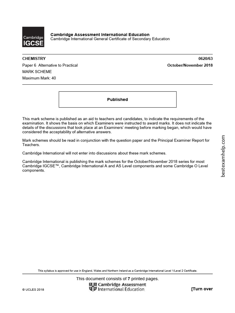 Chemistry Igcse 0620 October 2023 Paper 6 Variant 3 Pdf