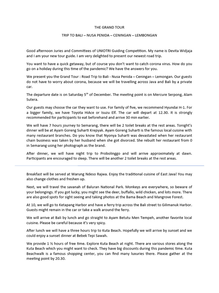 The Grand Tour Script | PDF | Bali
