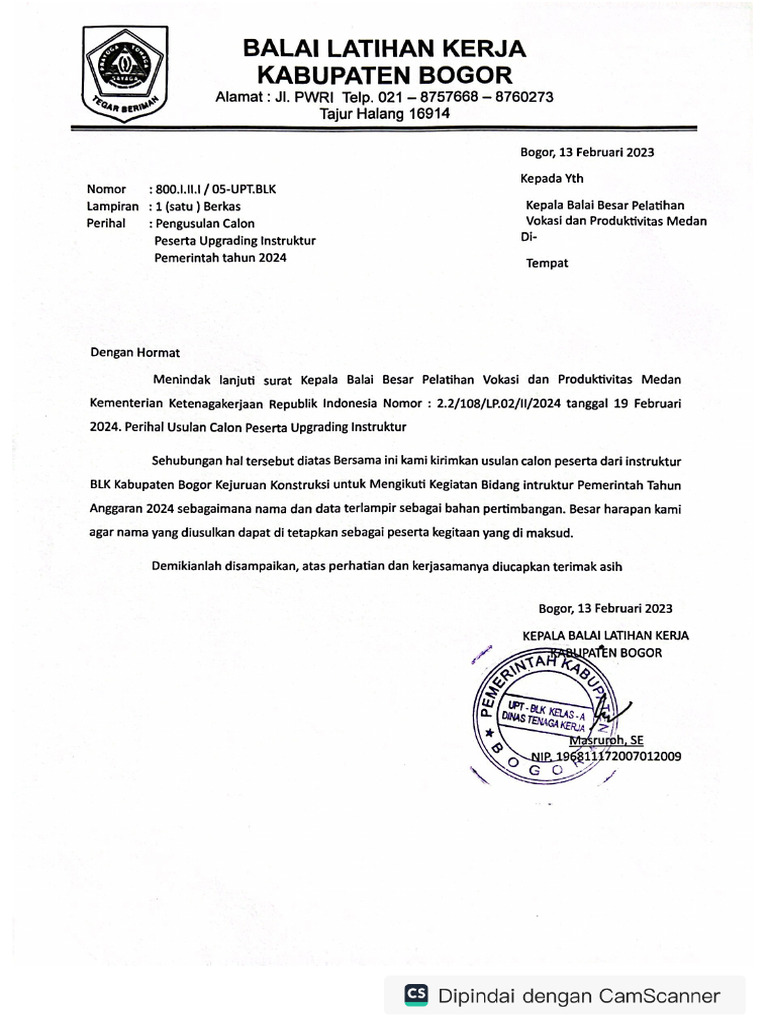 Surat Usulan Upgrading | PDF