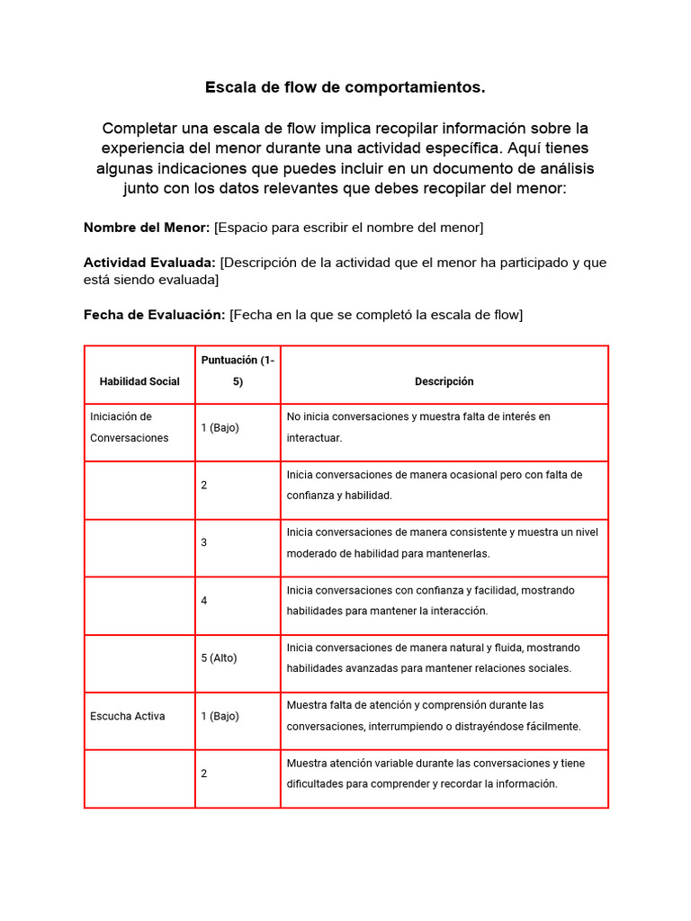 Escala de Flow de Comportamientos | PDF | Agresión | Las emociones