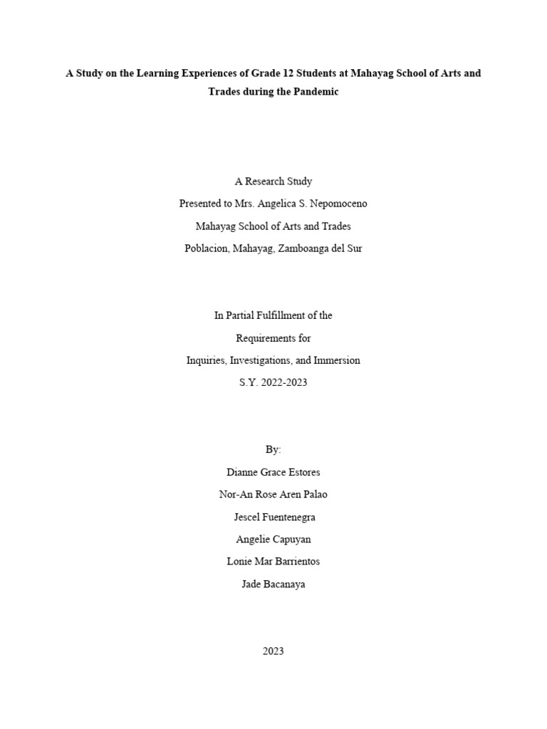 Grade 12 Learning at Mahayag School | PDF | Educational Technology ...