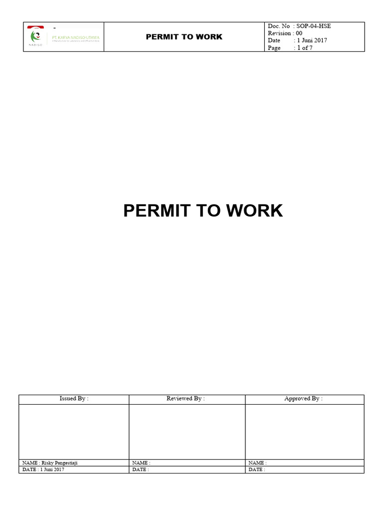 Prosedur Work Permit Nadiso | PDF