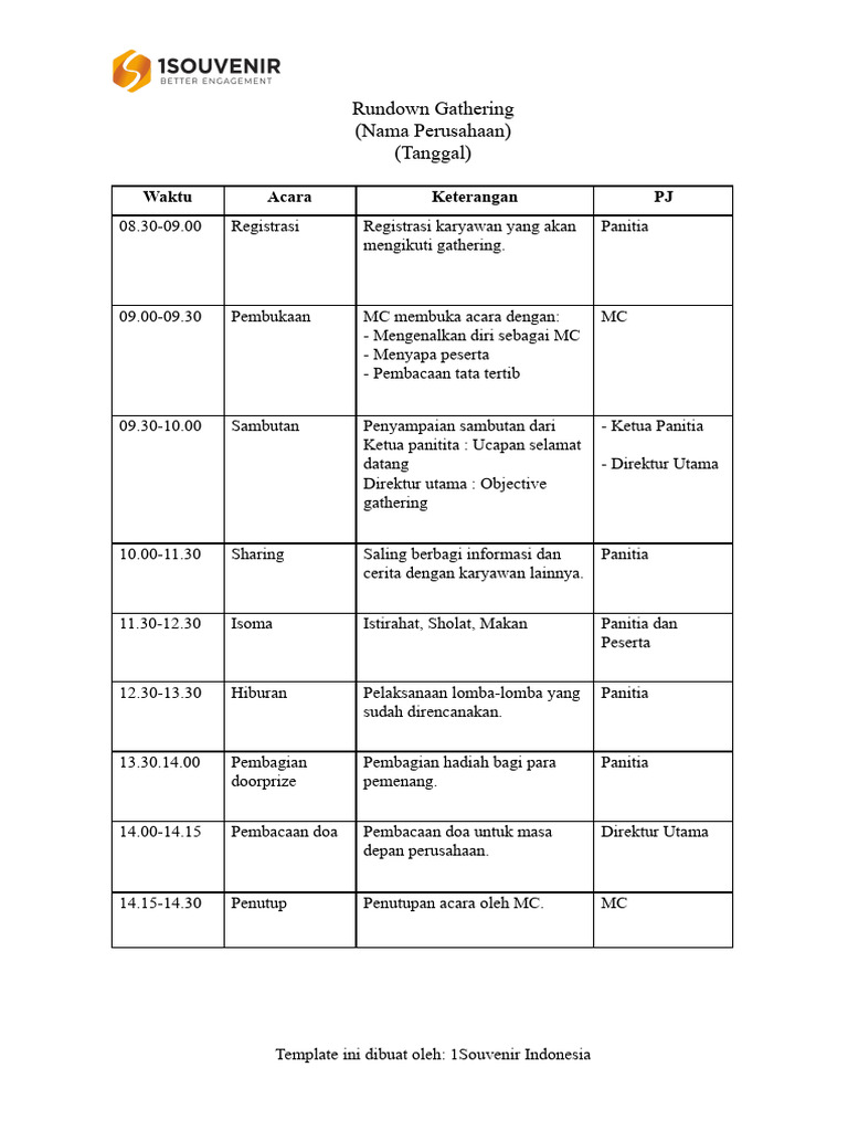 Template Rundown Gathering by 1souvenir | PDF