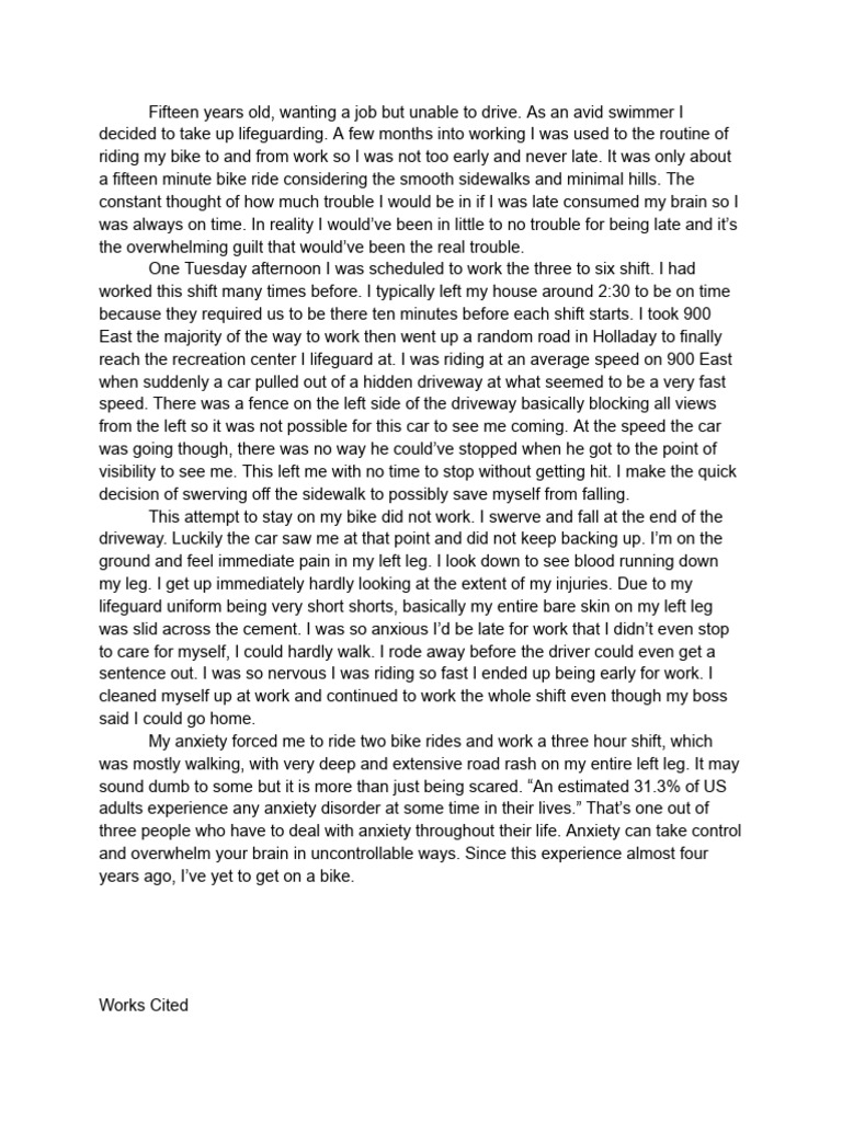 Flash Memoir Final Draft 2 | PDF | Anxiety | Mental Health