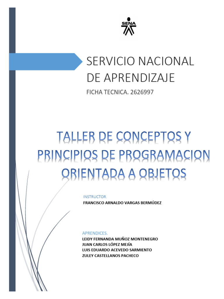 Taller De Conceptos Y Principios De Programacion Orientada A Objetos Pdf Lenguaje De