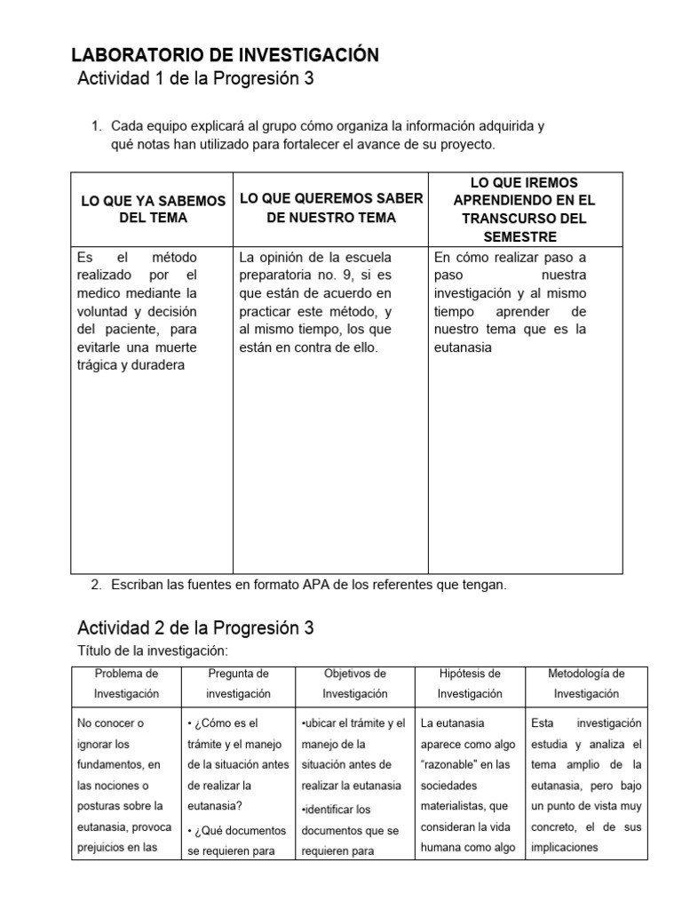 Actividades de La Progresion 3 | PDF