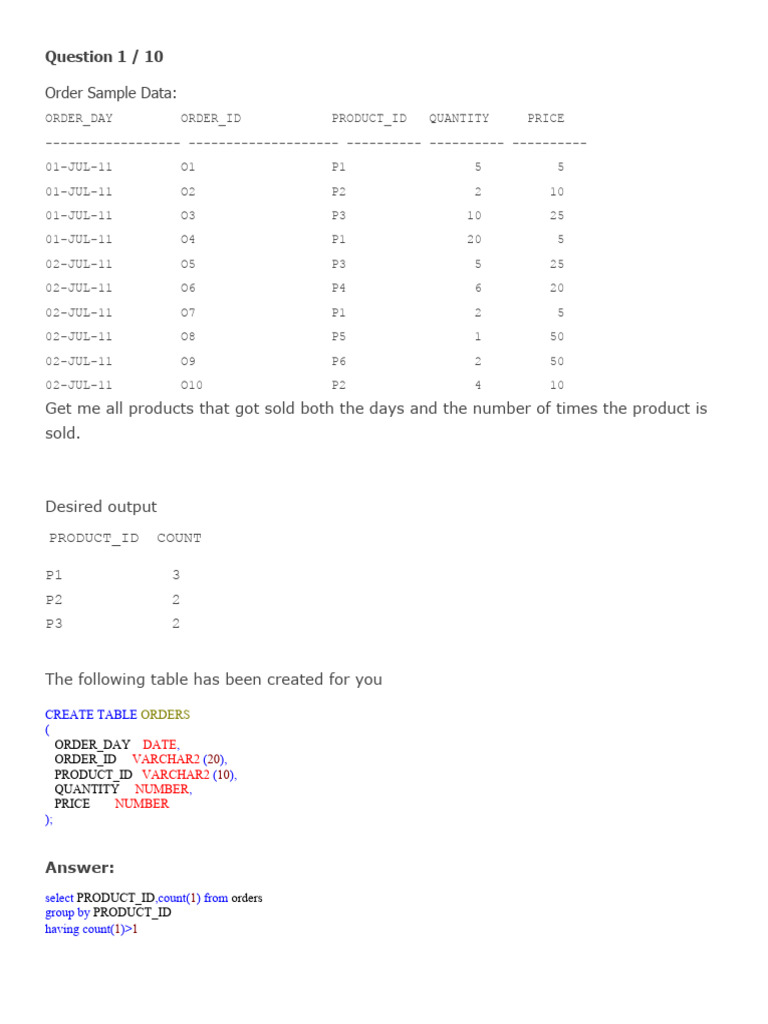 Amazon SQL Test | PDF | Data Management