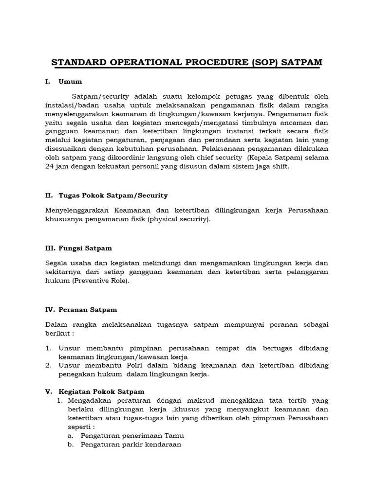 Standar Operational Procedure Security | PDF