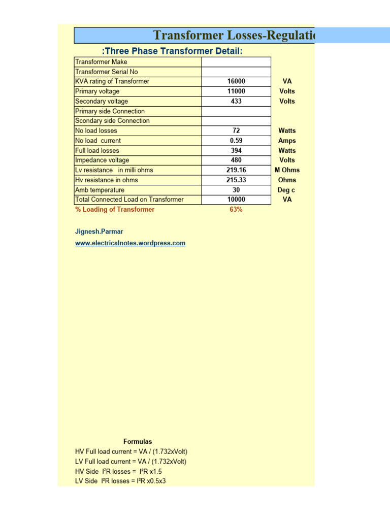 Transformer Losses Calculation | PDF | Electrical Impedance | Transformer Transformer Losses Calculation | PDF | Electrical Impedance | Transformer