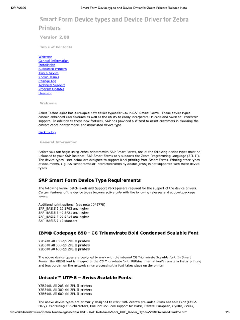 Sap Device Type Package Release Notes v2.0 | PDF