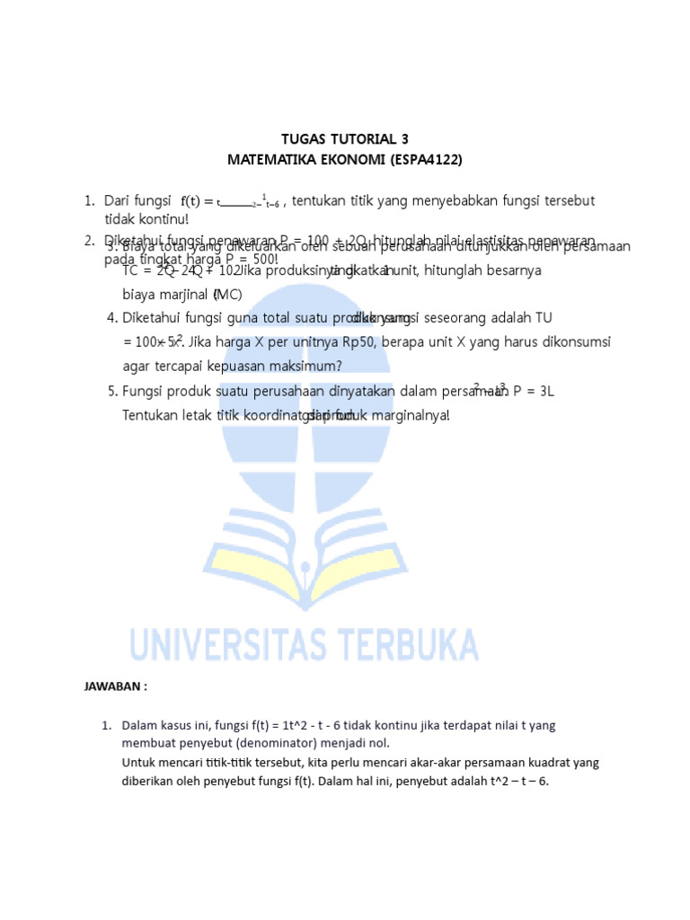 Tugas 3 Sesi 7 Matematika Ekonomi | PDF