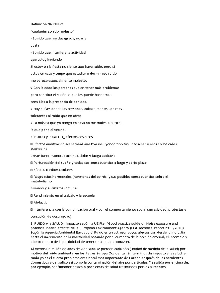 Definición de RUIDO | Descargar gratis PDF | ruido | Escuchando