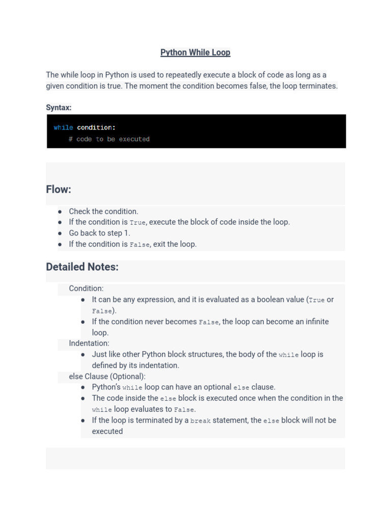 Python While Loop | PDF | Control Flow | Software Engineering