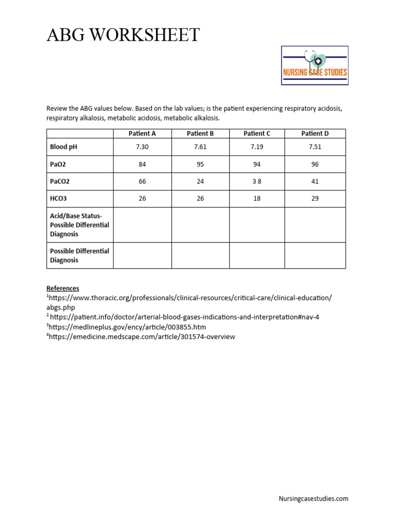 ABG Student Handout | PDF | Science & Mathematics
