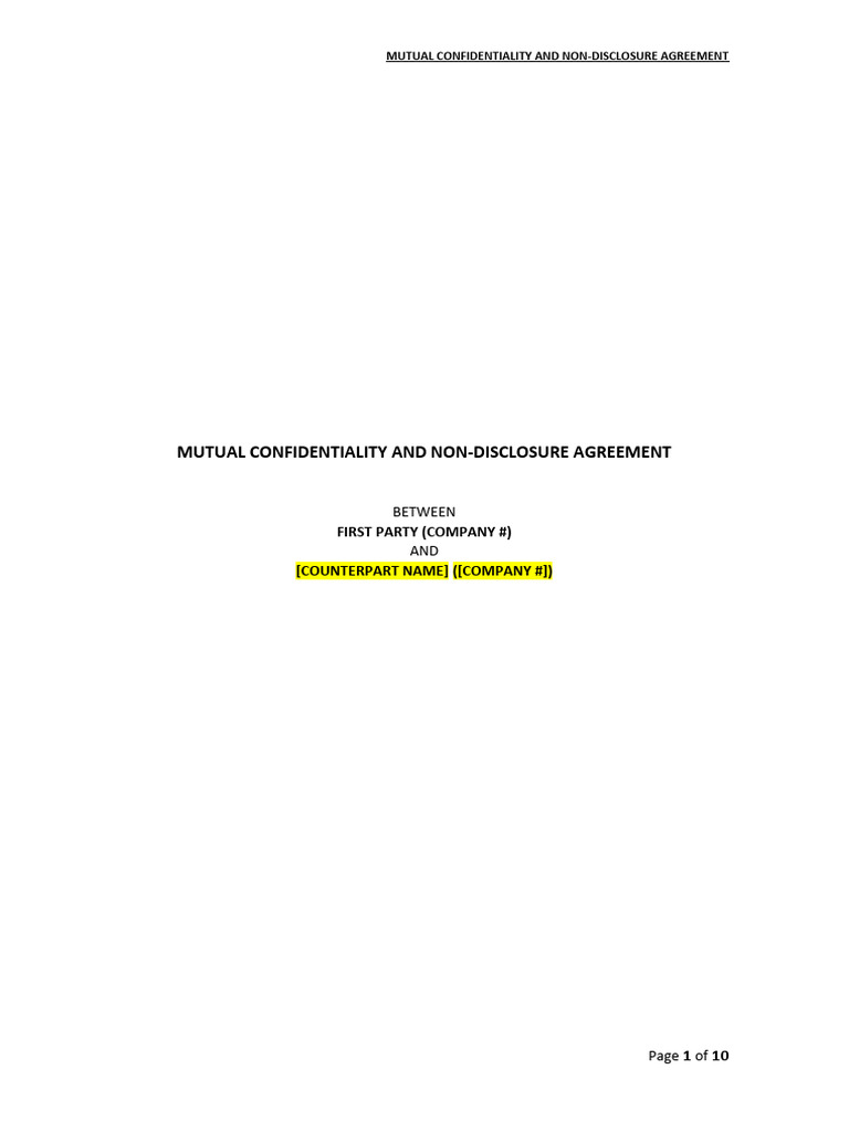 Nda - Sample | PDF | Non Disclosure Agreement | Legal Remedy