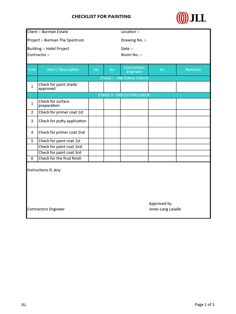 Checklist For Painting | PDF