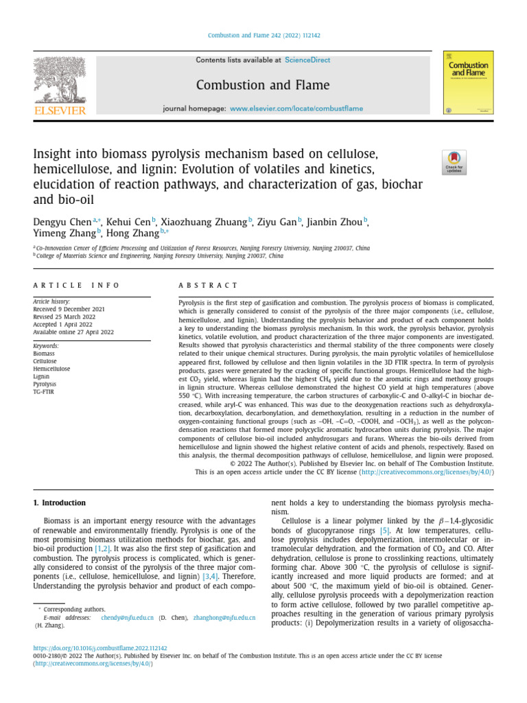 Combustion and Flame: Dengyu Chen, Kehui Cen, Xiaozhuang Zhuang, Ziyu ...
