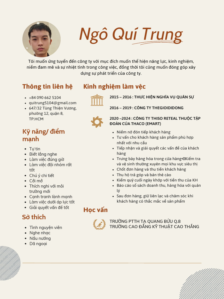 CV Ngô Quí Trung | PDF