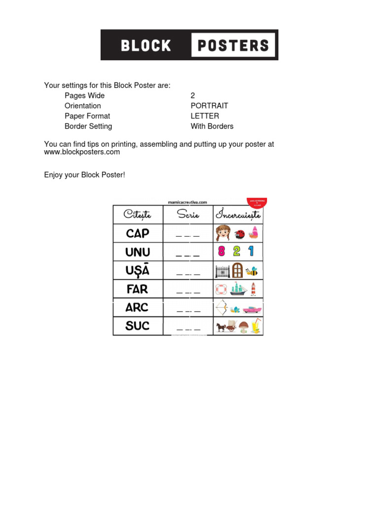 Block Poster Printing Settings Guide | PDF