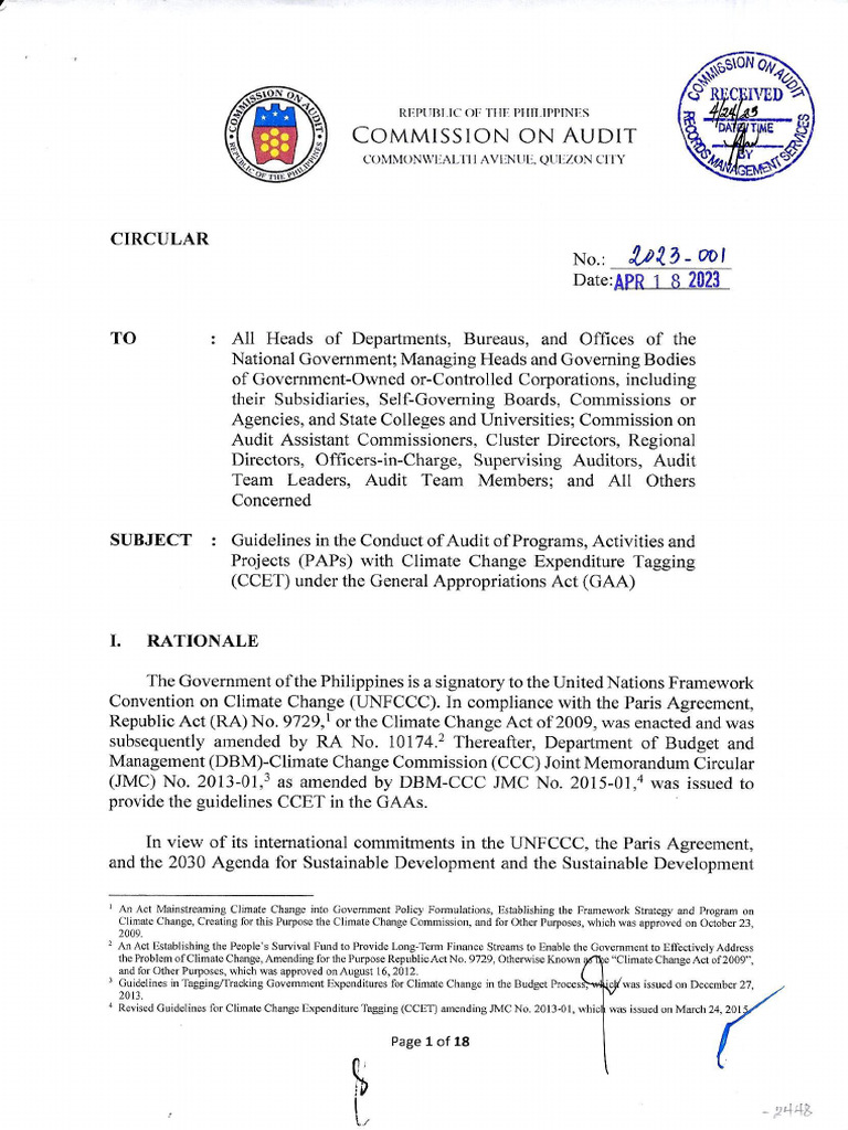 COA CIRCULAR NO. 2023 001 April 18 2023 | PDF
