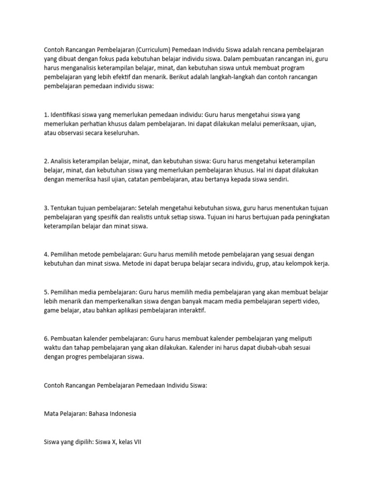 Contoh Rancangan Pembelajaran Dengan Perbedaan Individu | PDF | Karier ...