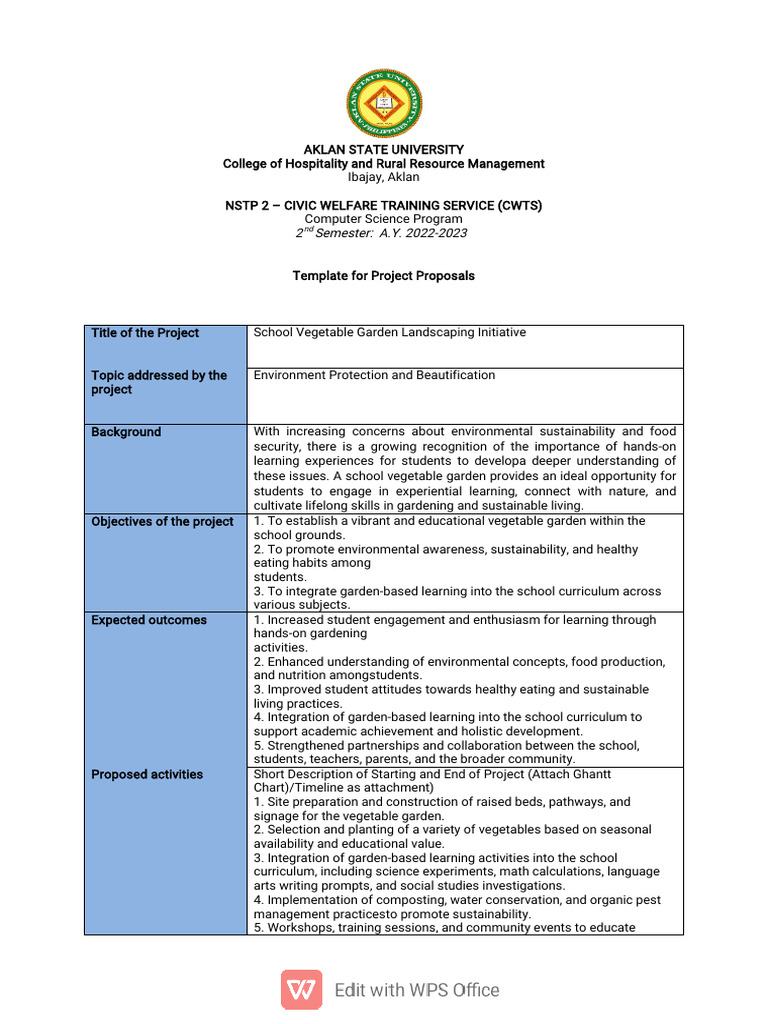 NSTP Project Proposal Template 1 | PDF