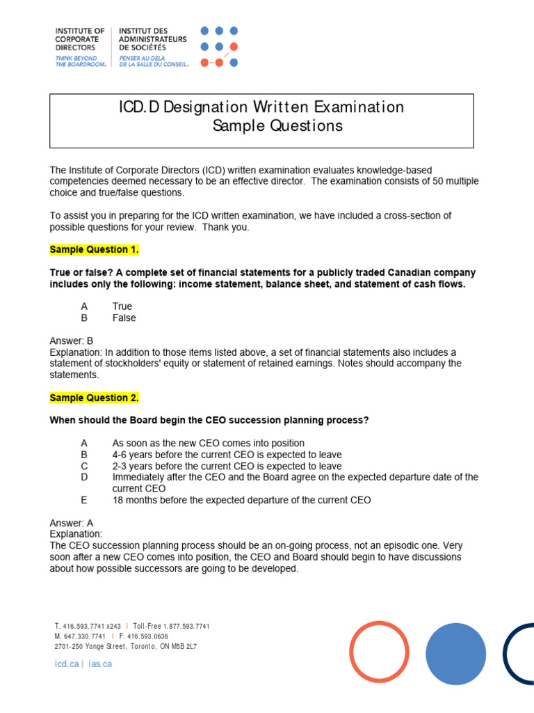 Sample Questions ID | Download Free PDF | Mergers And Acquisitions | Stocks