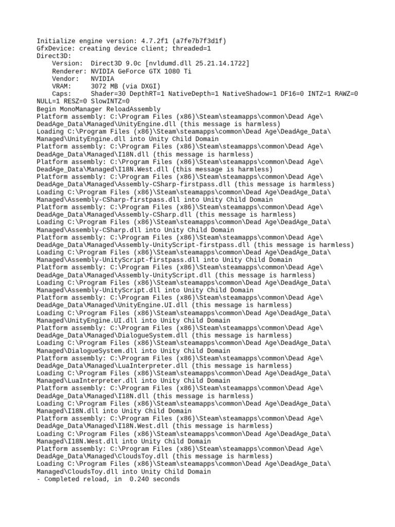 Unity Game Engine Log Analysis | PDF | Software | Operating System Families