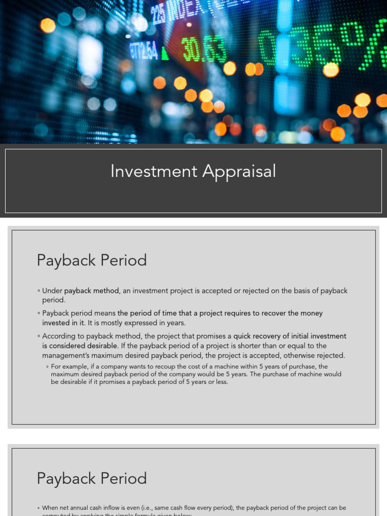 Investment Appraisal | Download Free PDF | Net Present Value | Present ...