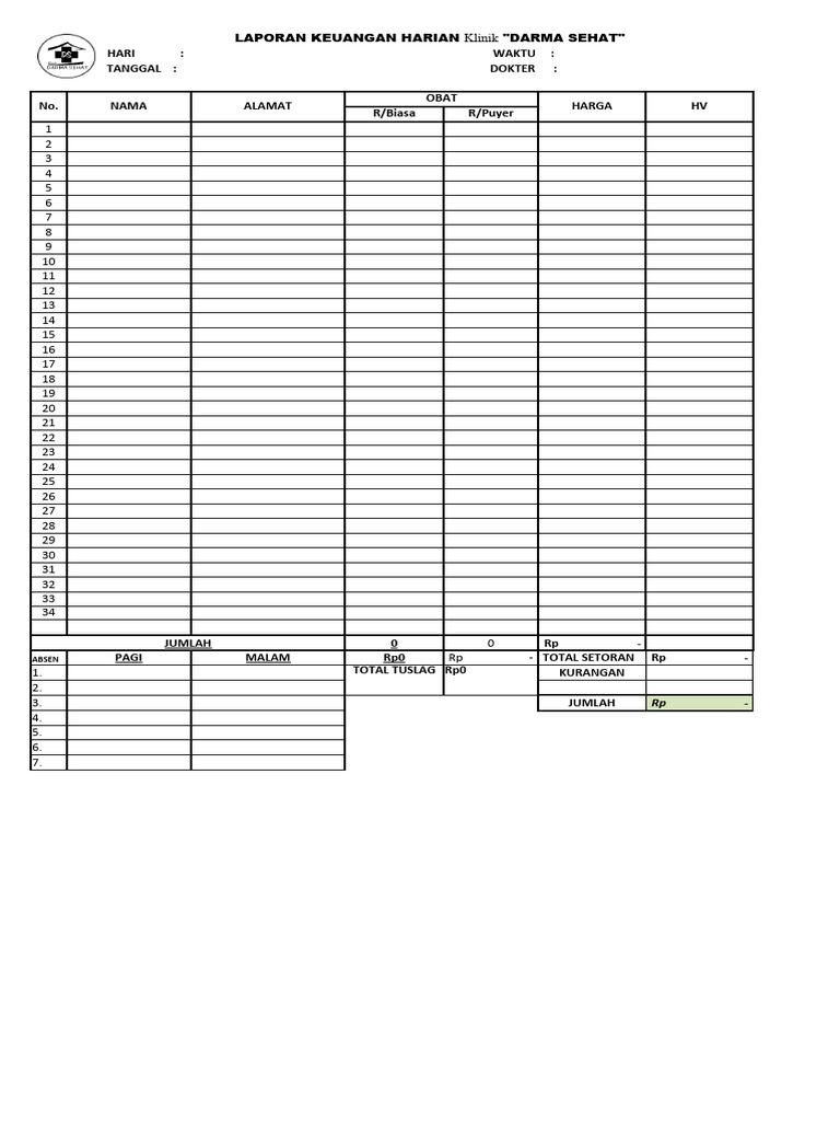 Blanko Laporan Keuangan Harian | PDF
