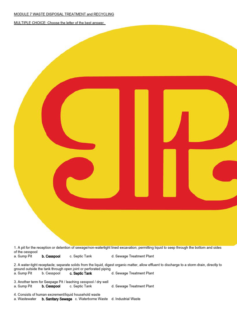 Plumbing Quiz 7 With Ans | PDF | Sewage Treatment | Sanitary Sewer