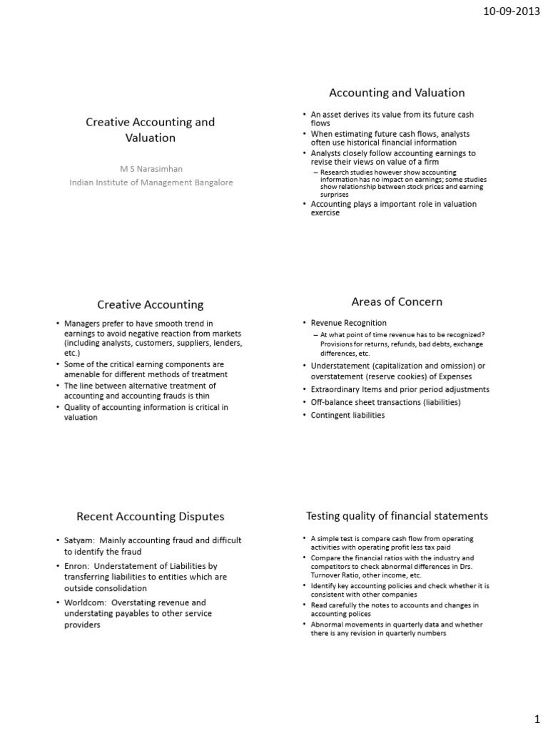Session 10 - Creative Accounting and Valuation | PDF | Valuation ...