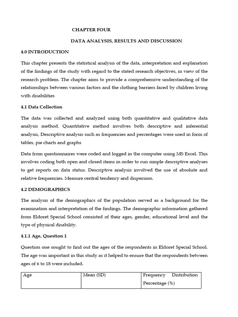 Irene Chapter 4 Findings | PDF | Disability | Data Analysis