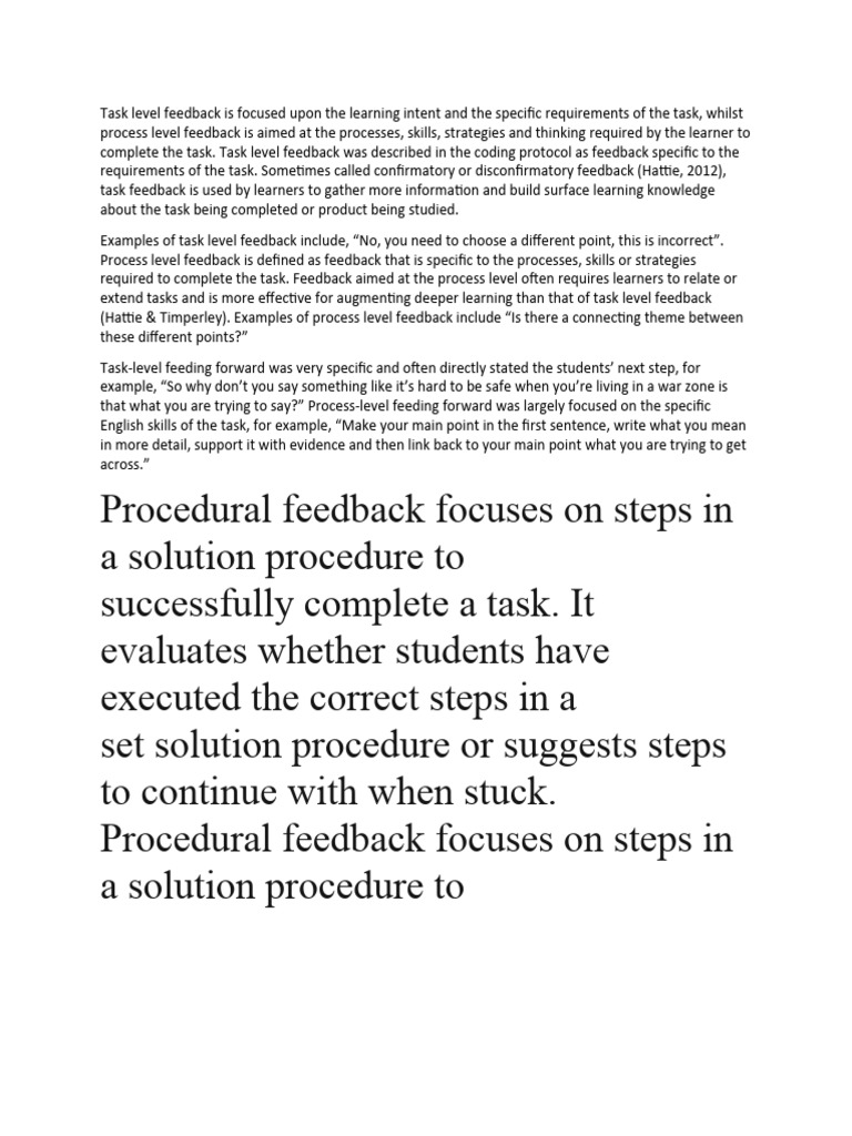 Task and Procedural Feedback | PDF | Learning | Brainstorming