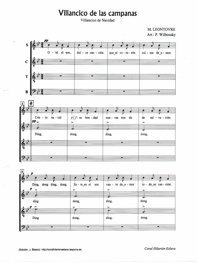 Villancico de Las Campanas, Wilbousky Partitura | PDF