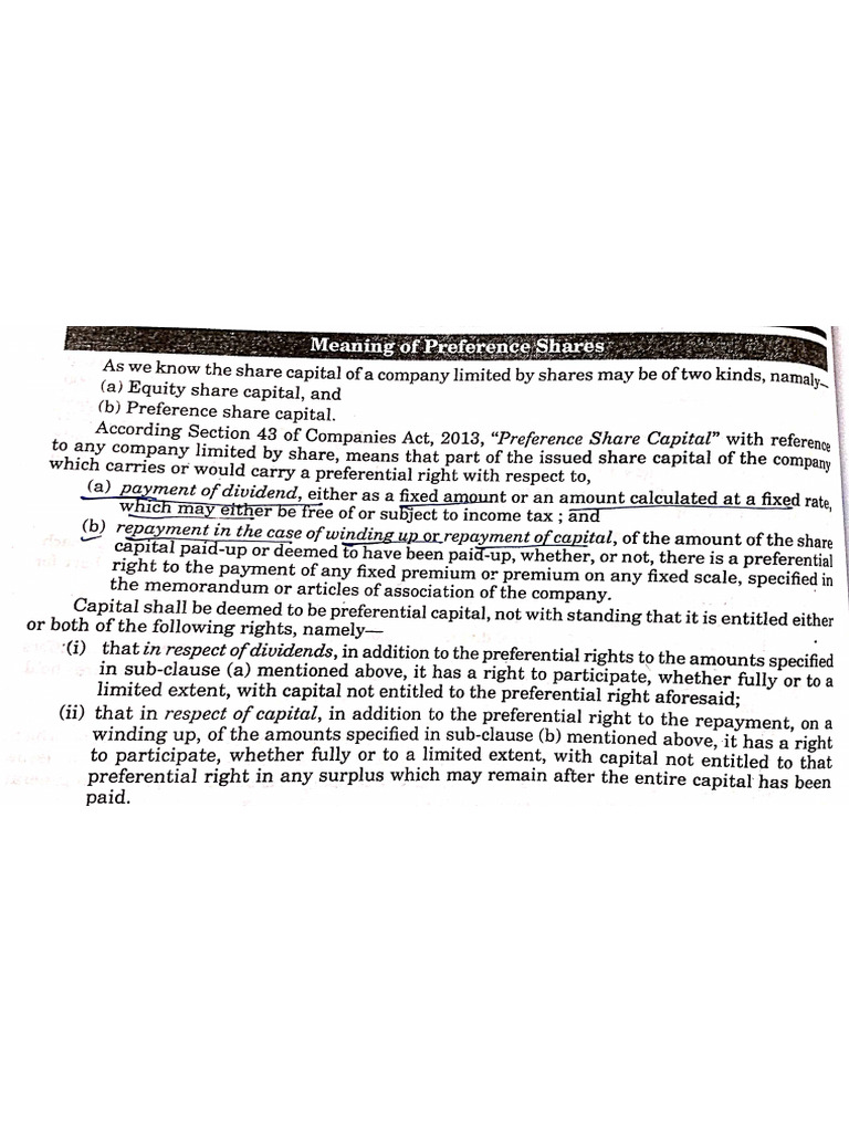 Preference Shares and Conditions of Redemption of Preference Share | PDF