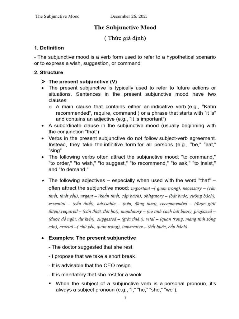 26-12 The Subjunctive Mood | PDF | Verb | Clause