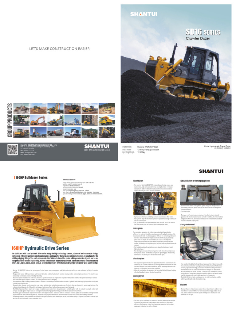 Shantui SD16 Series Bulldozer en | PDF | Clutch | Gear
