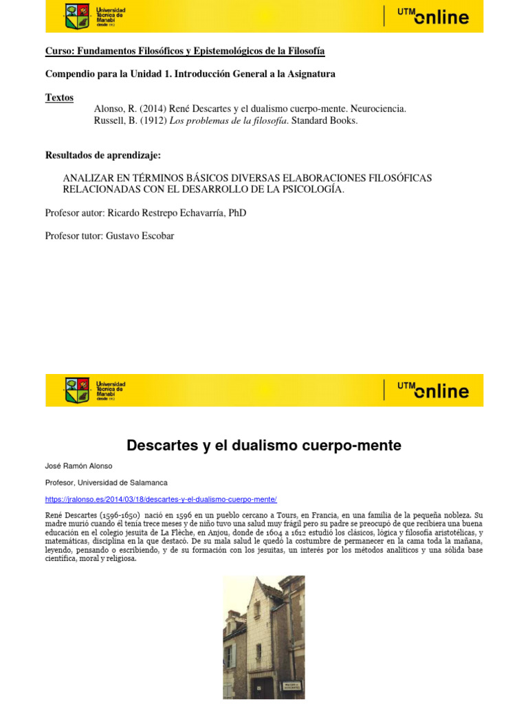 Compendio FFEP, Unidad 1 | PDF | René Descartes | Existencia