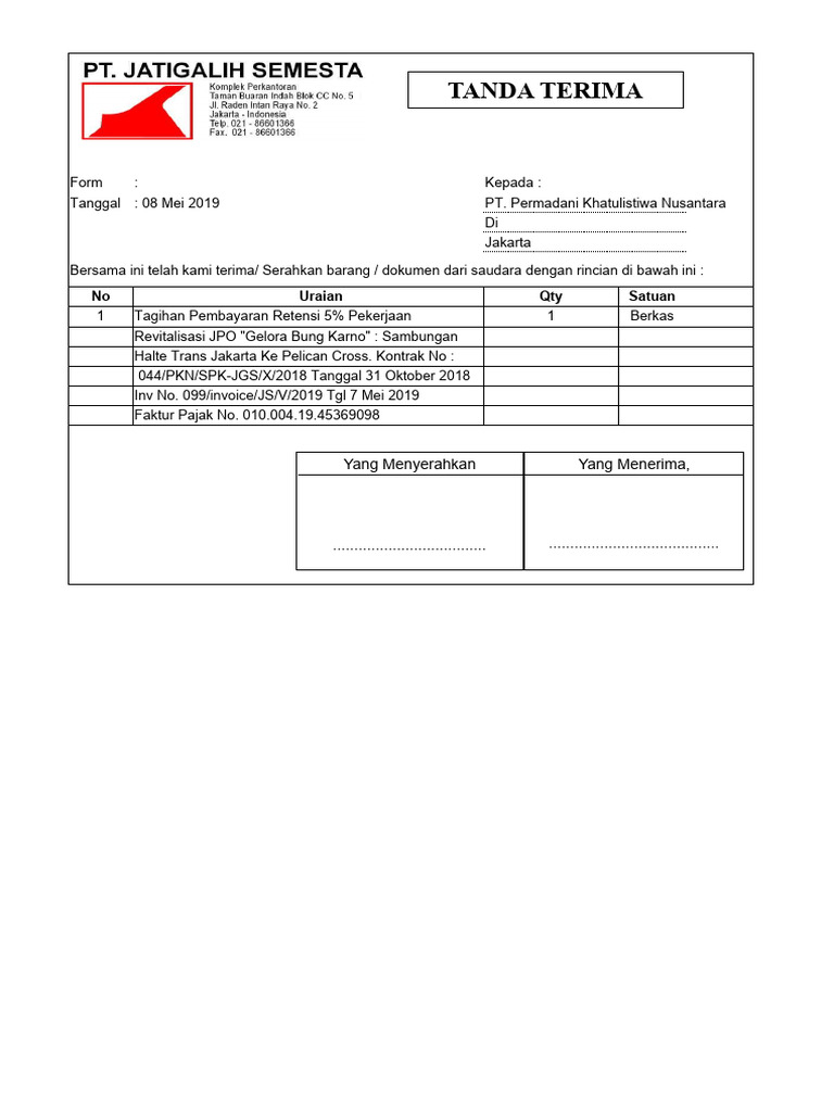 Form Tanda Terima | PDF